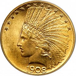 10 dollar from year 1908 - UNITED STATES Indian Head - With motto coin ...