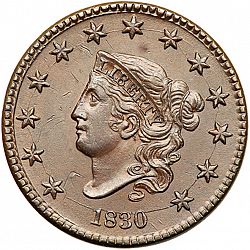 1 cent from year 1830 - UNITED STATES Coronet coin - The Coin Database