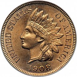 1 cent from year 1908 - UNITED STATES Indian Head coin - The Coin Database
